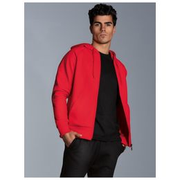Sweatjacke TRIGEMA "TRIGEMA Sweatjacke mit Kapuze", Herren, Gr. S, rot (vulcano), 70% Baumwolle, 30% Polyester, Basic, Sweatjacken Sweatjacke