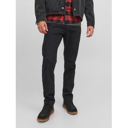 Jack & Jones Regular-fit-Jeans JACK & JONES "JJICLARK JJEVAN AM 795 NOOS", Herren, Gr. 30, Länge 30, schwarz (schwarz denim), Denim/Jeans, Obermaterial: 98% Baumwolle, 2% Elasthan, Abriebeffekte, regular fit normal, Jeans