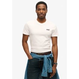 Rundhalsshirt Superdry "ESSENTIAL CONTRAST EMB TEE", Herren, Gr. M, weiß (optic), Single Jersey, Obermaterial: 100% Baumwolle, bedruckt, slim fit normal, Rundhals, Shirts Rundhalsshirt