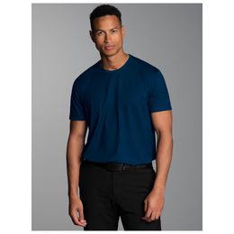 T-Shirt TRIGEMA "TRIGEMA Essential Tee", Herren, Gr. S, blau (night, blau), 48% Baumwolle, 48% Micromodal, 4% Elasthan, Basic, Shirts