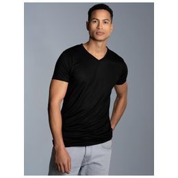 T-Shirt TRIGEMA "TRIGEMA V-Shirt aus 100% Lyocell", Herren, Gr. L, schwarz, 100% Lyocell, Basic, Shirts