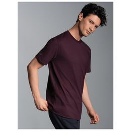 T-Shirt TRIGEMA "TRIGEMA T-Shirt aus 100% Biobaumwolle", Herren, Gr. L, lila (aubergine, c2c), 100% Baumwolle (Bio-Baumwolle kbA), Basic, Shirts
