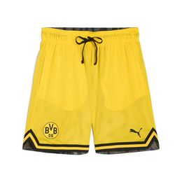 Sporthose Puma "Puma HOOPS x Borussia Dortmund Shorts Herren", Damen, Gr. XL, Normalgr&ouml;&szlig;en, gelb (faster gelb schwarz aop), Innenmaterial: 100% Polyester; Au&szlig;enseite: 100% Polyester; Taschenfutter: 100% Polyester, unifarben, regular fit, Hosen Sporthose
