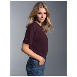 T-Shirt TRIGEMA "TRIGEMA T-Shirt aus 100% Biobaumwolle", Damen, Gr. L, lila (aubergine, c2c), 100% Baumwolle (Bio-Baumwolle kbA), Basic, Shirts