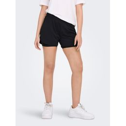 Funktionsshorts Only Play "ONPMILA-2 MW LOOSE PCK SHORTS NOOS", Damen, Gr. XL (42), N-Gr, schwarz, Jersey, Obermaterial: 74% Polyester, 14% Polyamid, 12% Elasthan, unifarben, kurz, Hosen