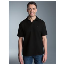 Poloshirt TRIGEMA "TRIGEMA Oversized Poloshirt ohne Knopfleiste in Waffeloptik", Herren, Gr. L, schwarz, 100% Baumwolle, Basic, Shirts
