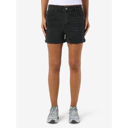 Jeansshorts Noisy may "NMMONI HW DNM SHORTS AZ360BL NOOS", Damen, Gr. XS (34), N-Gr, schwarz (schwarz denim), Denim/Jeans, Obermaterial: 99% Baumwolle, 1% Elasthan, unifarben, slim fit, Jeans