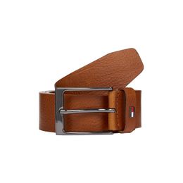 Lederg&uuml;rtel Tommy Hilfiger "LAYTON 3.5 cm breit", Herren, Gr. 95, braun (cognac), Rindsleder, unifarben, G&uuml;rtel Lederg&uuml;rtel, Metallpatch, Einfachdornschlie&szlig;e