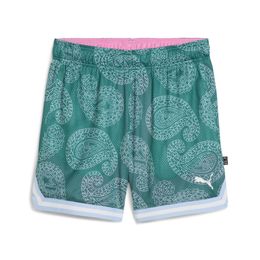 Sporthose Puma "Shooting Stars Wendbare Shorts Damen", Damen, Gr. XS, Normalgr&ouml;&szlig;en, wild gr&uuml;n posie pink, Innenmaterial: 100% Polyester; Au&szlig;enseite: 100% Polyester; Taschenfutter: 100% Polyester, unifarben, regular fit, Hosen Sporthose