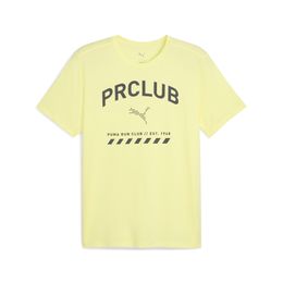 Trainingsshirt Puma "RUN CLUB Graphic Mesh T-Shirt Herren", Herren, Gr. L, gold moon gelb, Obermaterial: 94% Polyester, 6% Elasthan, clean, regular fit, Rundhals, Shirts