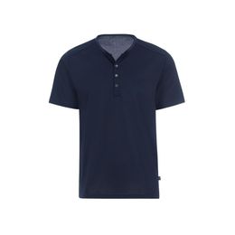 T-Shirt TRIGEMA "TRIGEMA T-Shirt mit Knopfleiste DELUXE Baumwolle", Herren, Gr. S, blau (navy), 100% Baumwolle, Shirts T-Shirt