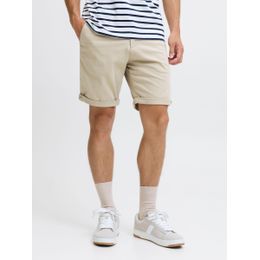 Jack & Jones Chinoshorts JACK & JONES "JPSTBOWIE JJSHORTS S", Herren, Gr. XS, N-Gr, beige (crockery), Web, Obermaterial: 98% Baumwolle, 2% Elasthan, unifarben, regular fit kurz, Hosen Chinoshorts, mit Aufschlag