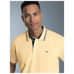 Poloshirt TRIGEMA "TRIGEMA Poloshirt mit kontrastfarbigen Akzenten", Herren, Gr. L, gelb (vanille), 100% Baumwolle, Basic, Shirts