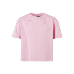 T-Shirt Urban Classics "Urban Classics Damen Girls Organic Oversized Pleat Tee", M&auml;dchen, Gr. 110/116, girlypink, 100% Baumwolle, unifarben, oversize, Rundhals, Shirts T-Shirt