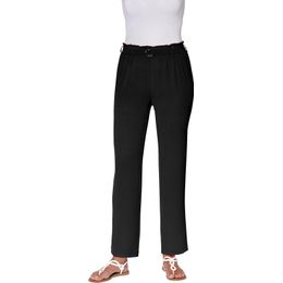 CRÉATION L Damen Hose mit fixiertem Gürtel schwarz Größe 46