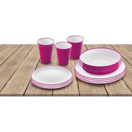 Omada Essgeschirrset 16-tlg. fuxia f&uuml;r 4 Personen - Kunststoff und Melamin Geschirr-Sets