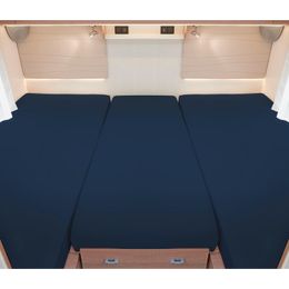 Spannbetttuch Set 3 teilig f&uuml;r Heckbetten dunkelblau - Spannbettt&uuml;cher & Bettw&auml;sche von Bettwaren-Shop