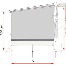 Fiamma Sun View Side Van F43van Seitenwand f&uuml;r Markise passend f&uuml;r F43van ext. 200 cm - Markisenvorzelte & W&auml;nde
