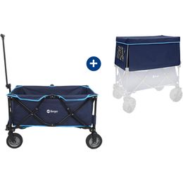 Berger Bollerwagen Blau Set 2-teilig mit passendem Sonnendach - Transportieren & Befestigen