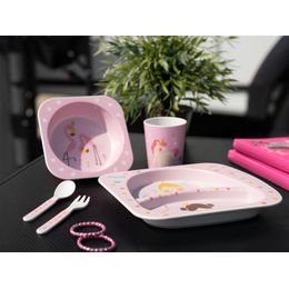 Berger RPET Menina Kindergeschirr-Set rosa 5-tlg. f&uuml;r 1 Kind - Kunststoff und Melamin Geschirr-Sets