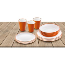 Omada Essgeschirr-Set 16-tlg. orange f&uuml;r 4 Personen - Kunststoff und Melamin Geschirr-Sets