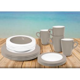 Omada Teller- und Sch&uuml;ssel-Set 16-tlg. dove grey f&uuml;r 4 Personen - Kunststoff und Melamin Geschirr-Sets