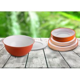 Omada Geschirr-Set 14-tlg. orange f&uuml;r 4 Personen - Kunststoff und Melamin Geschirr-Sets