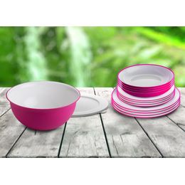 Omada Geschirr-Set 14-tlg. fuchsia für 4 Personen - Kunststoff und Melamin Geschirr-Sets
