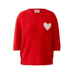 Oui Pullover Damen Gr&ouml;&szlig;e XS rot / wollwei&szlig;