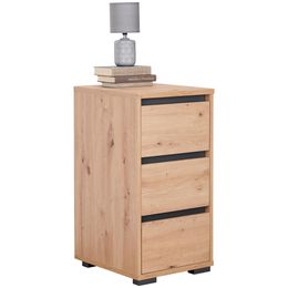 CARRYHOME Nachtschrank, Anthrazit, Eiche, Holzwerkstoff, 3 Schublade(n) Schubladen, 40x79x48 cm, Schlafzimmer, Nachttische