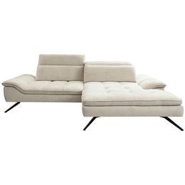 Stylife Ecksofa, Beige, Textil, 4-Sitzer, Ottomane rechts, L-Form, 288x179-202 cm, Stoffauswahl, seitenverkehrt erh&auml;ltlich, R&uuml;cken echt, haustierfreundlicher Bezug, Wohnzimmer, Sofas & Couches, Wohnlandschaften, Ecksofas