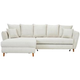 CARRYHOME Ecksofa, Natur, Textil, Eiche, massiv, 3-Sitzer, F&uuml;llung: Schaumstoff, seitenverkehrt montierbar, L-Form, 284x162 cm, Made in EU, Liegefunktion, R&uuml;cken echt, Wohnzimmer, Sofas & Couches, Wohnlandschaften, Ecksofas