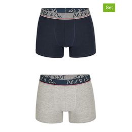 Phil & Co. Berlin 2er-Set: Boxershorts in Dunkelblau/ Grau - 40% | Größe L | Herren-waesche