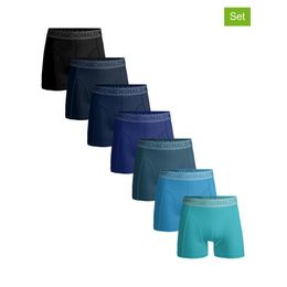 MUCHACHOMALO 7er-Set: Boxershorts in Blau/ Dunkelblau/ Schwarz - 46% | Größe L | Herren-waesche