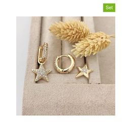 Nakkash 3tlg. Set: vergold. Ohrringe mit Edelsteinen - 75% | Schmuck