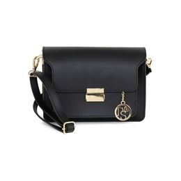 Pia Sassi Leder-Umh&auml;ngetasche "Carbonara" in Schwarz - (B)23 x (H)17 x (T)10 cm - 75% | Damen-taschen
