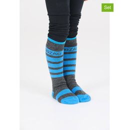 ZIGZAG 2er-Set: Ski-/ Snowboardsocken "Znow" in Grau/ Blau - 63% | Größe 33-36 | Kinder-outdoor-waesche