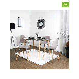 THE HOME DECO FACTORY 4er-Set: Esszimmerstühle in Taupe - (B)48,5 x (H)85,8 x (T)46 cm - 54% | Sitzmoebel