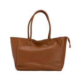 Mia Tomazzi Leder-Schultertasche "Zuara" in Hellbraun - (B)35 x (H)27 x (T)16 cm - 78% | Damen-taschen