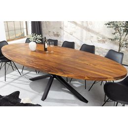 Riess Ambiente Massiver Esstisch GALAXIE 240cm natur Sheeshamholz oval Sterngestell schwarz Riess-Ambiente Konferenztisch Esszimmertisch