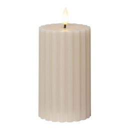 STAR TRADING LED-Wachskerze "Flamme Stripe" in Beige - (H)15 cm - 25% | Kerzen-vasen