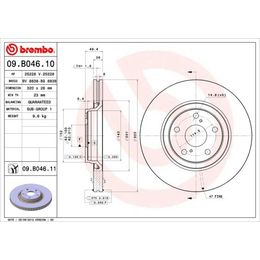 Brembo Bremsensatz-Vorn und hinten Bremsensatz, Scheibenbremse vorne rechts links innenbel&uuml;ftet 320mm f&uuml;r TOYOTA 446505290 4351205090 446505260 SG0000