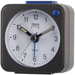 FILIUS zeitdesign Quarzwecker Reisewecker, Schlafzimmer, Snooze, Beleuchtung, schleichende Sekunde dunkeltitanfarben Handlicher Wecker