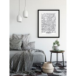 queence Bild &raquo;Munich Stadtkarte&laquo; Deutschland M&uuml;nchen Schriftzug Schwarz-Wei&szlig; Stadt St&auml;dte 1 Stk. tlg. HD Premium Poster-Druck inkl....