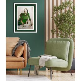 queence Bild mit Rahmen &raquo;Abstrakt, Frau, dunkelgr&uuml;n&laquo; Bilder von Frauen Frau Kunst 1 Stk. tlg. Poster mit buntem Acrylglas Passepartout Farbe...
