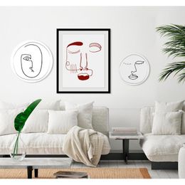 queence Bild &raquo;Sydney&laquo; Abstrakt Figuren Gesicht Kunst 1 Stk. tlg. HD Premium Poster-Druck inkl. Holzrahmen rot Acrylglas, Holz, Papier