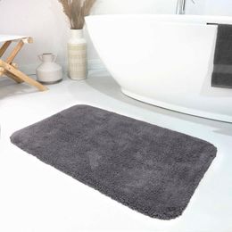 WECON HOME BASICS Badematte &raquo;Ole WB-2721&laquo; H&ouml;he 20 mm fu&szlig;bodenheizungsgeeignet 100% Baumwollflor, waschbar, einfarbig, Badezimmerteppich grau...