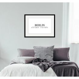 queence Bild &raquo;BERLIN&laquo; Berlin Deutschland Schwarz-Wei&szlig; Stadt St&auml;dte 1 Stk. tlg. HD Premium Poster-Druck inkl. Holzrahmen wei&szlig; Acrylglas, Holz, Papier