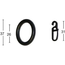 Garesa Gardinenring »Ring mit Haken« Kunststoff, für leichten bis mittelschweren Behang, einfache Montage schwarz Ø 2,6 cm