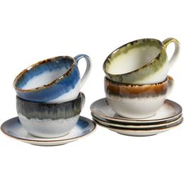 Creatable Cappuccinotasse &raquo;Cascade Mix, Cappuccino-Set, 8-tlg.&laquo; Reaktivglasur bunt